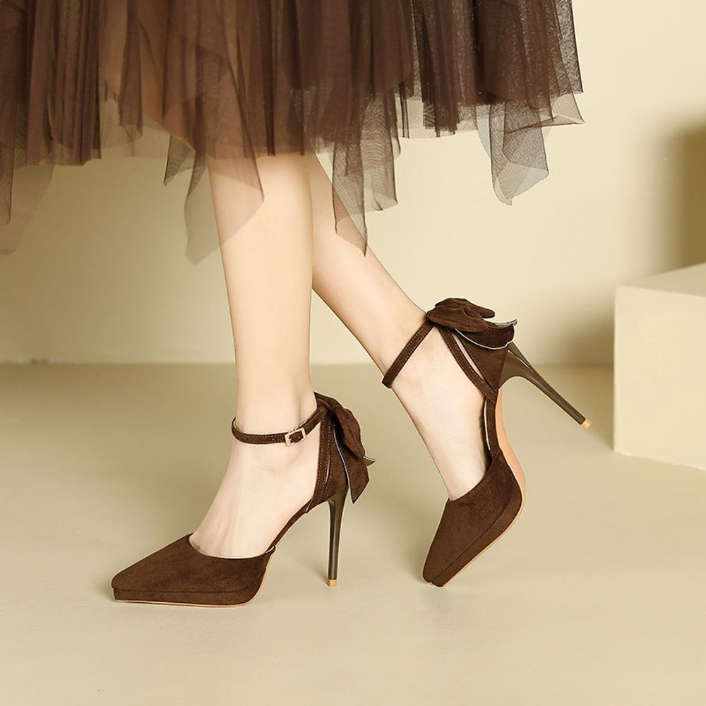 Pointed Velvet Platform Heels