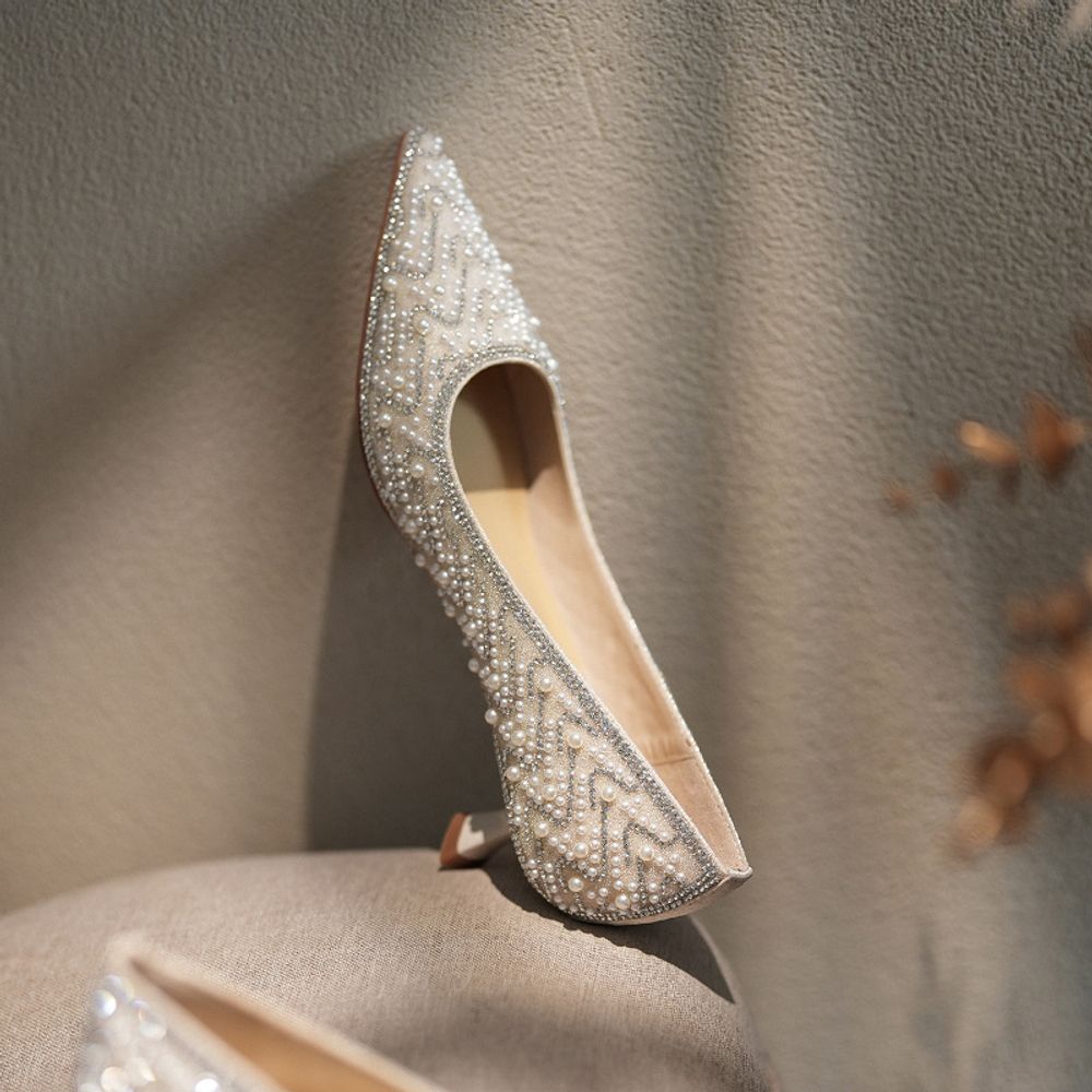 Rhinestone Pearl Wedding Heels