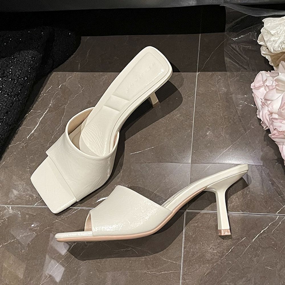 Square Head Open Toe Heel